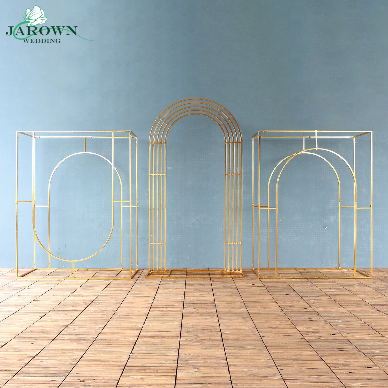 Upgraded Shiny Golden Curved Arch Pro Set – JarownWedding