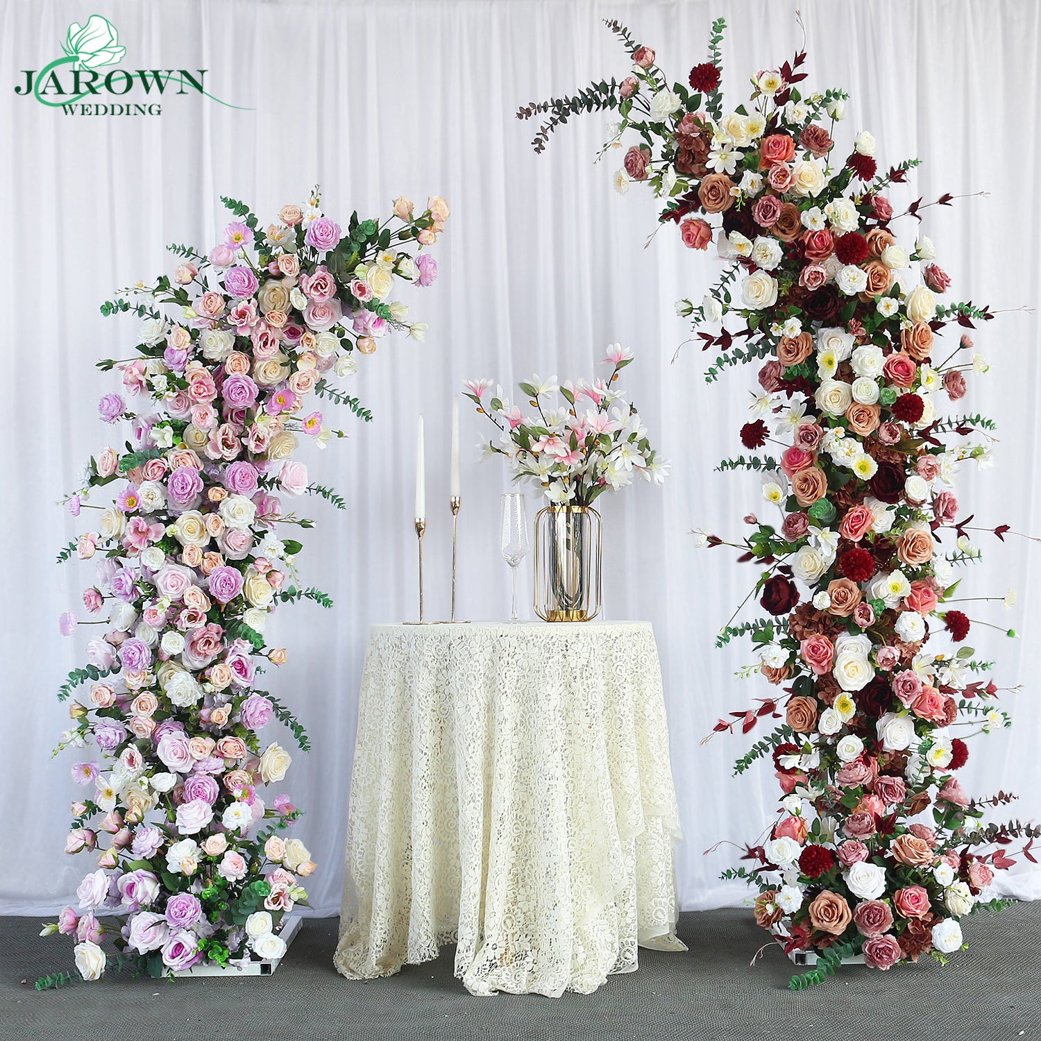 Open-Ended Flower Arch in Purple/Burgundy/Champagne/Brown – JarownWedding
