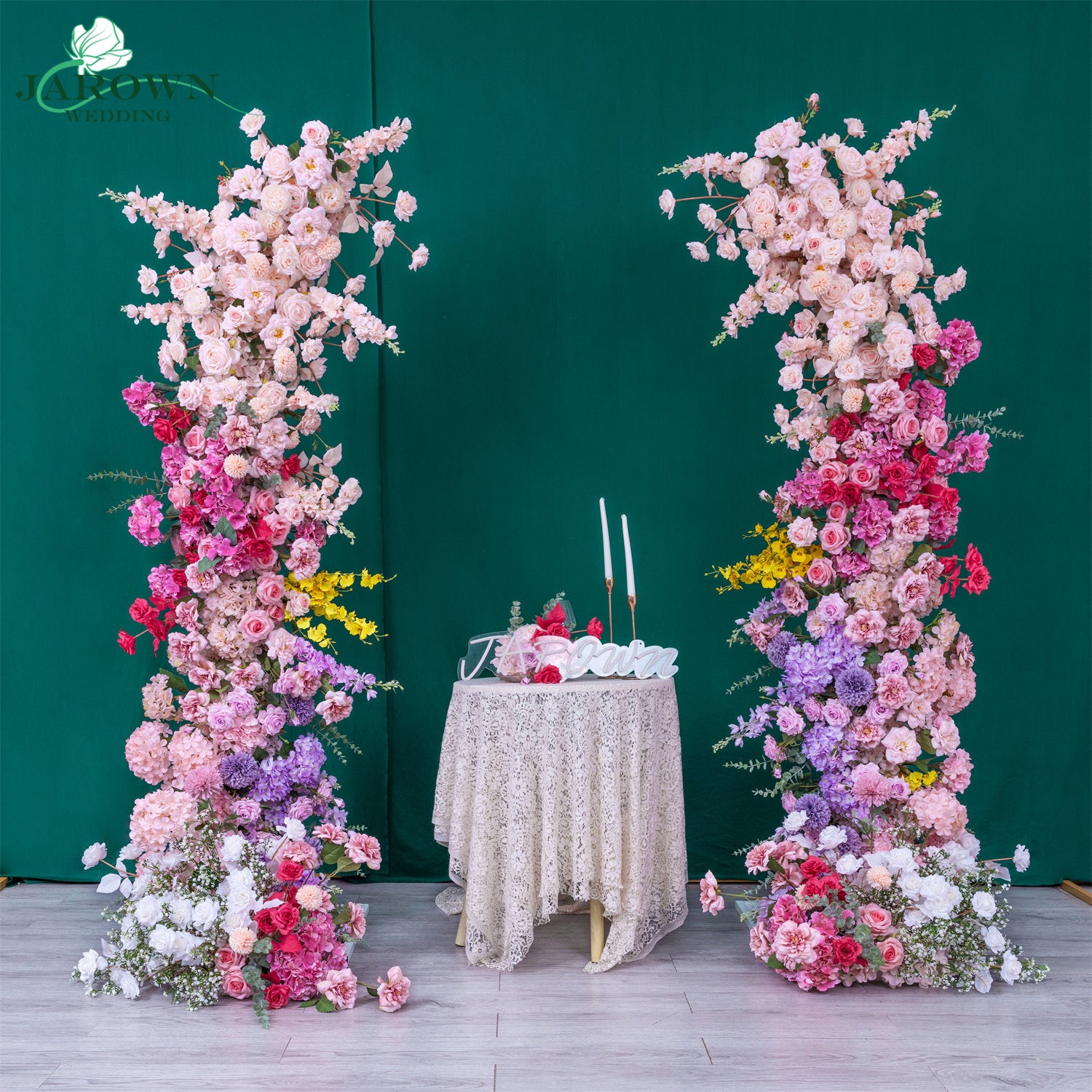 Open-Ended Flower Arch in Pink/Purple/Yellow/White – JarownWedding