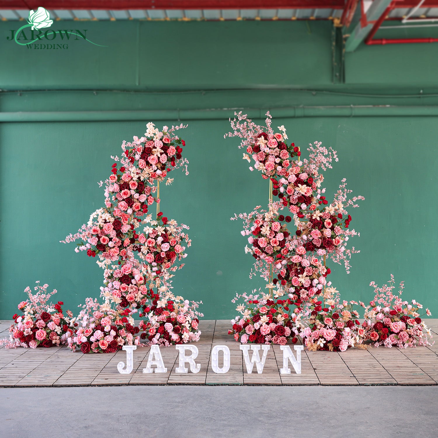 Open-Ended Flower Arch in Burgundy/Pink/Champagne/Gold – JarownWedding
