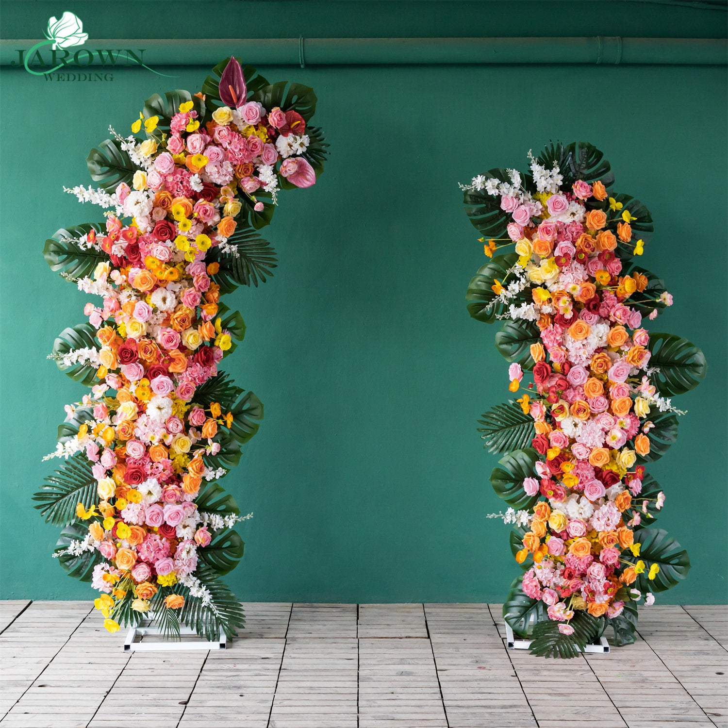 Open-Ended Flower Arch in Pink/Yellow/Green – JarownWedding