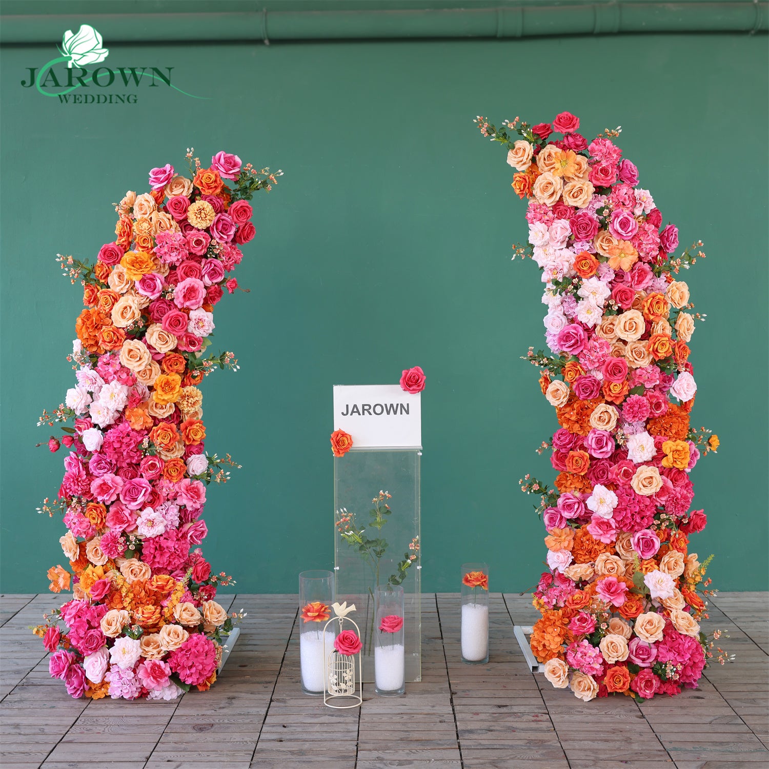 Open-Ended Flower Arch in Orange/Pink – JarownWedding