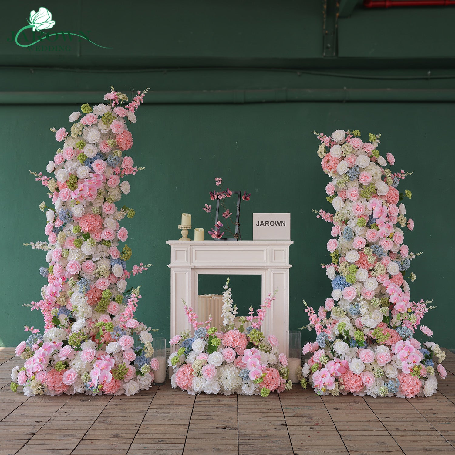 Aisle & Open-Ended Flower Arch in Pink/White/Blue/Green – JarownWedding