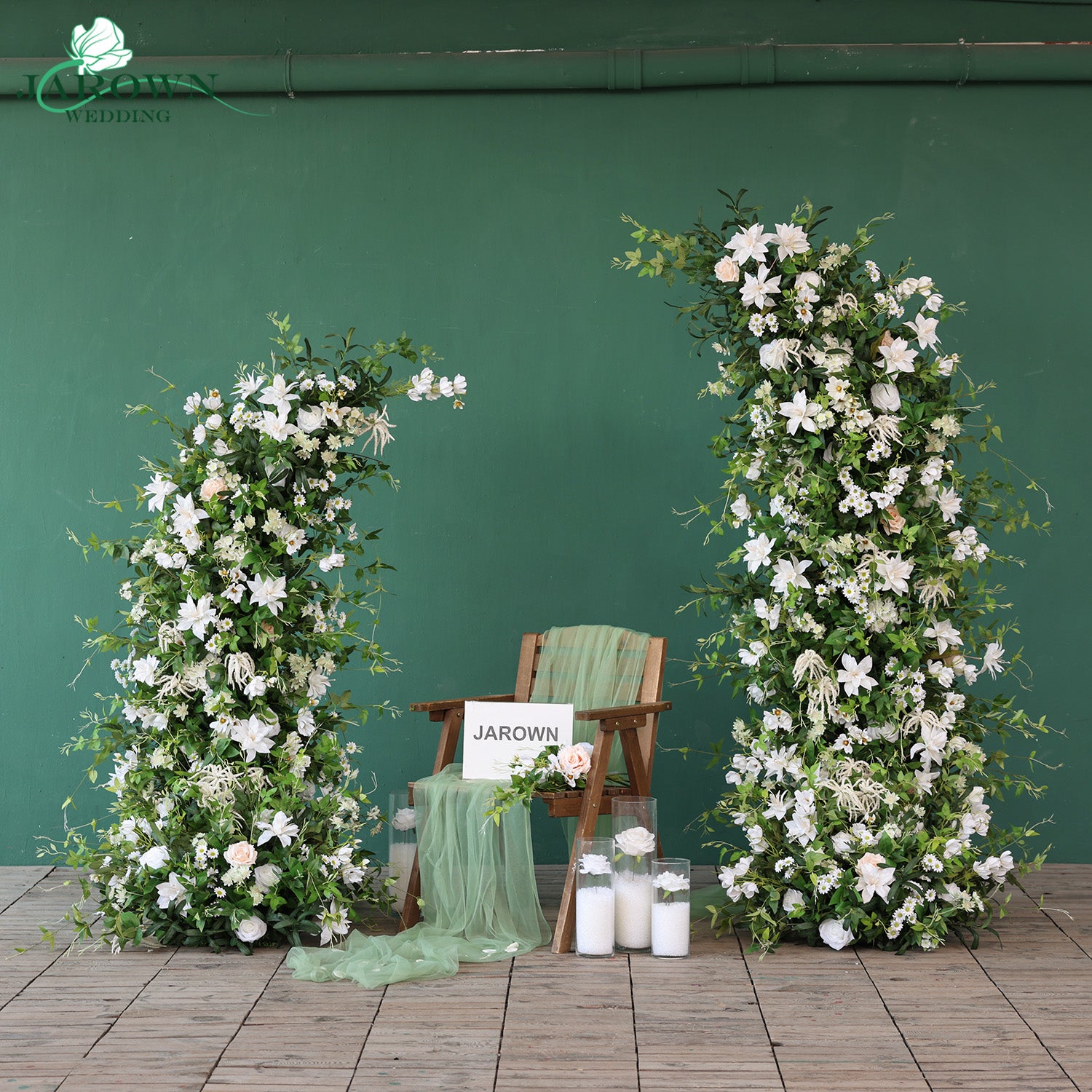 Open-Ended Flower Arch in Green/White – JarownWedding