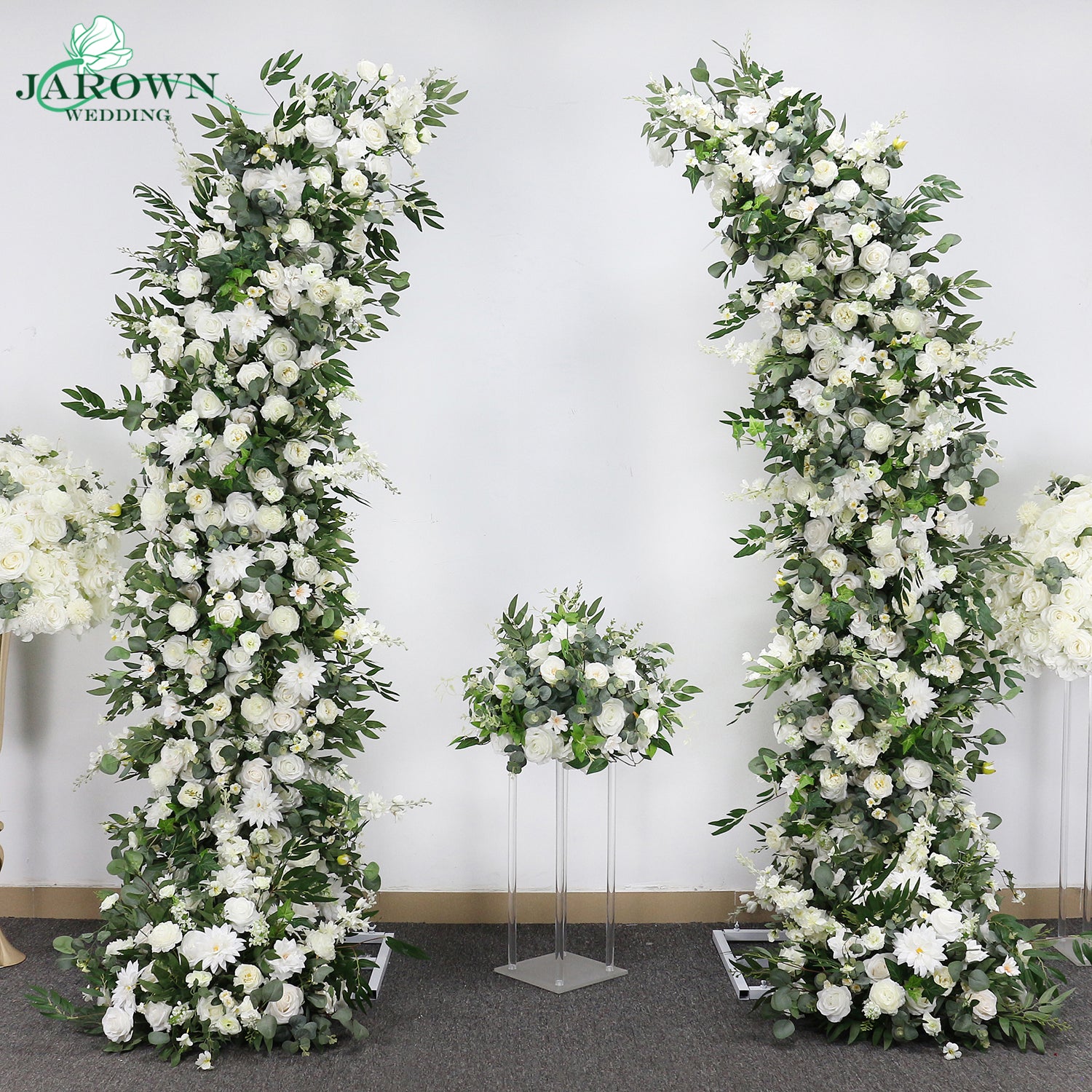 Centerpiece & Open-Ended Flower Arch in Green/White – JarownWedding