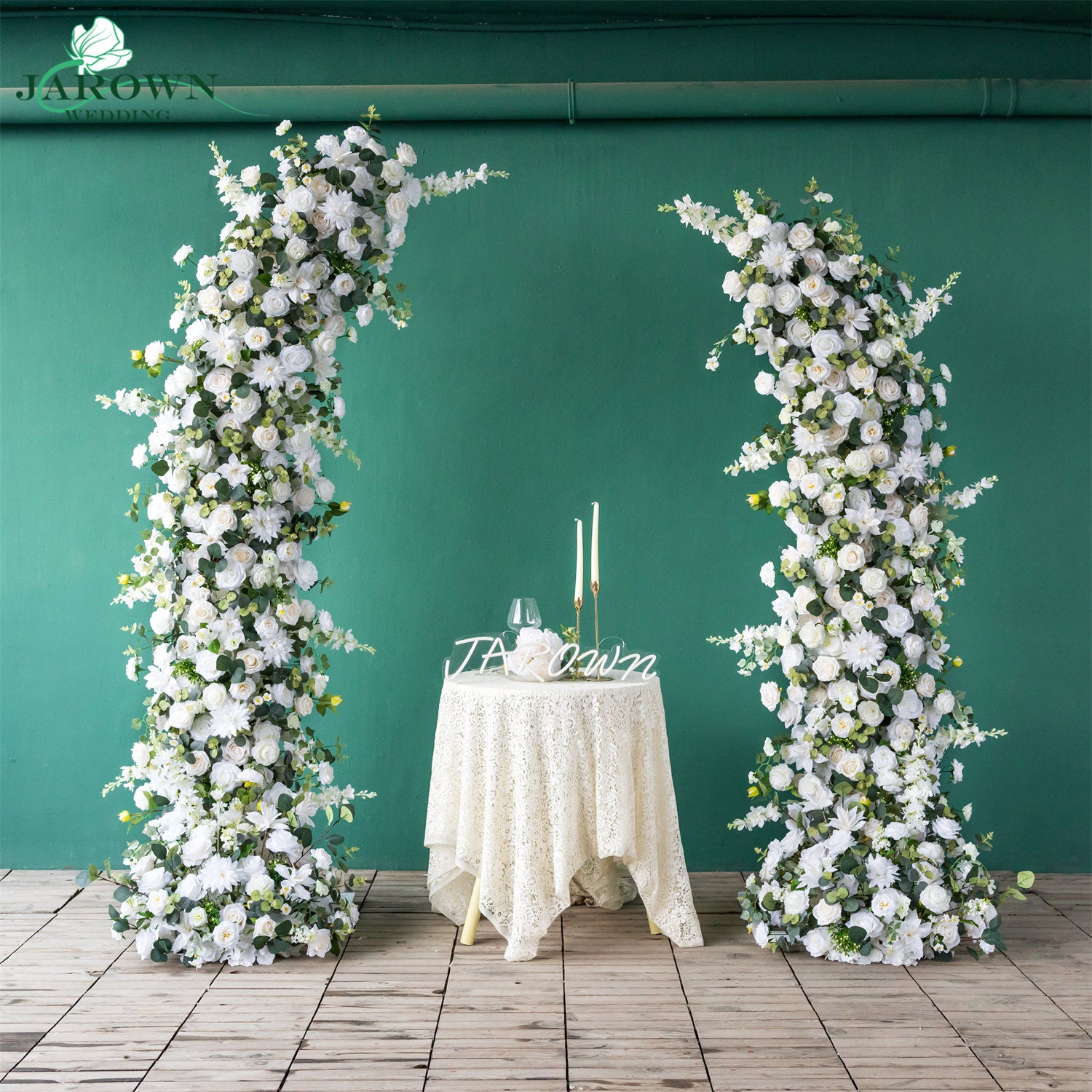 Open-Ended Flower Arch in Green/White – JarownWedding