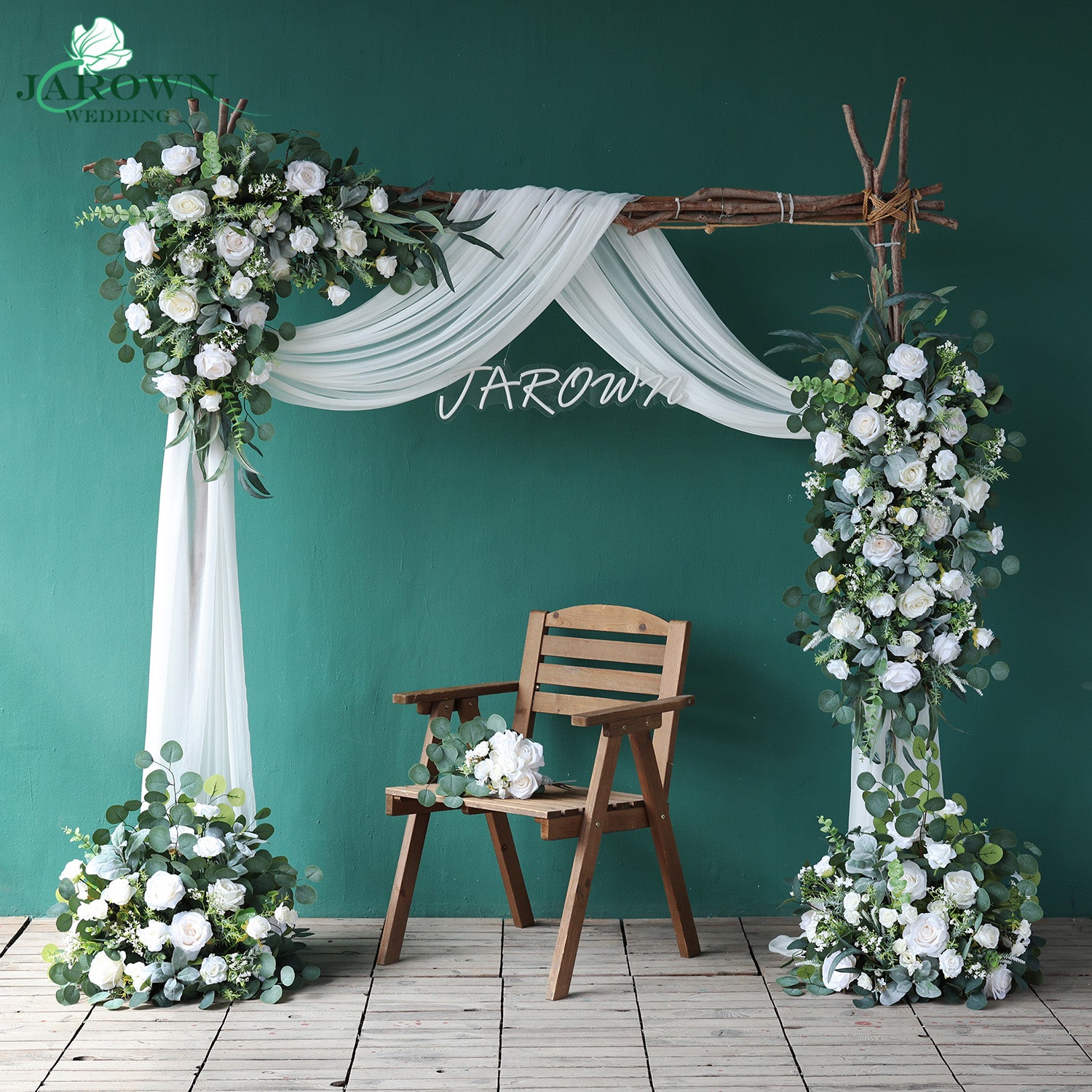 Garland & Aisle & Backdrop Flower in Green/White – JarownWedding
