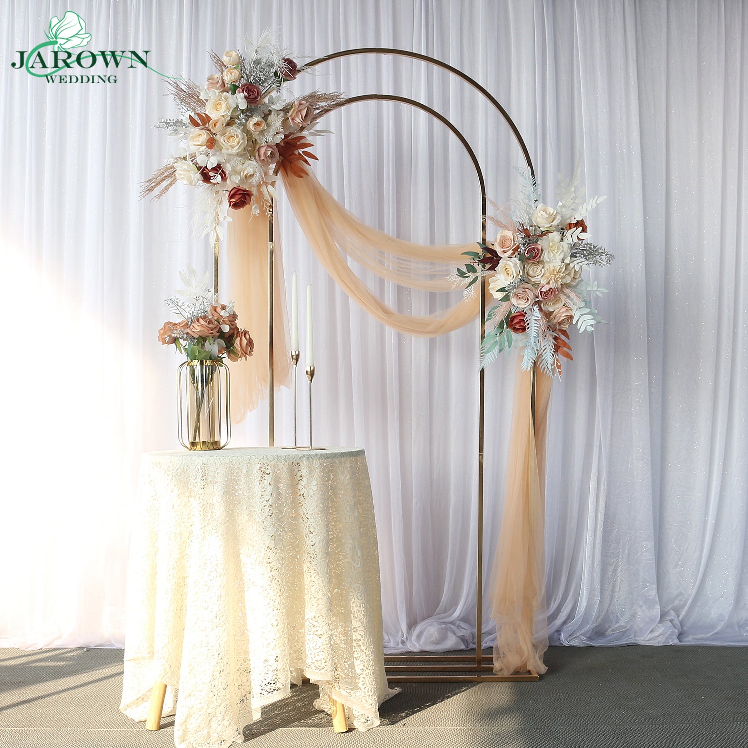Upgraded Shiny Golden Double Curved Arch – JarownWedding
